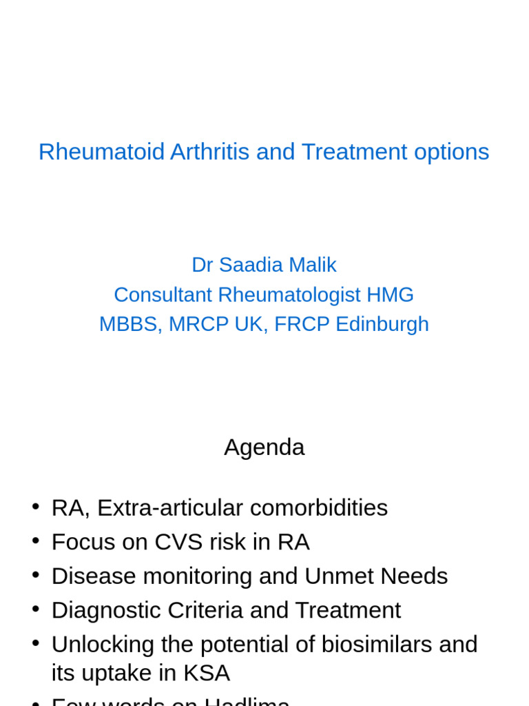 Rheumatoid Arthritis and Treatment Options | PDF | Arthritis ...