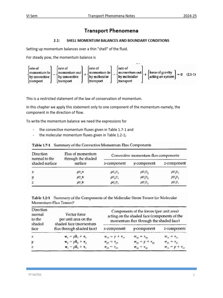 1-Shell Mass Balances and Boundary Conditions | PDF | Transport ...