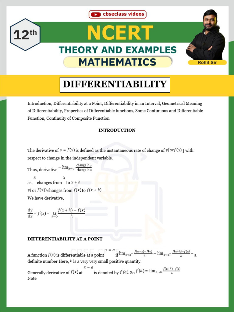 Understanding Differentiability in Functions | PDF | Derivative | Tangent