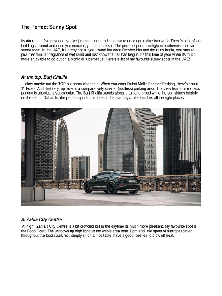 The Perfect Sunny Spot | PDF | Dubai
