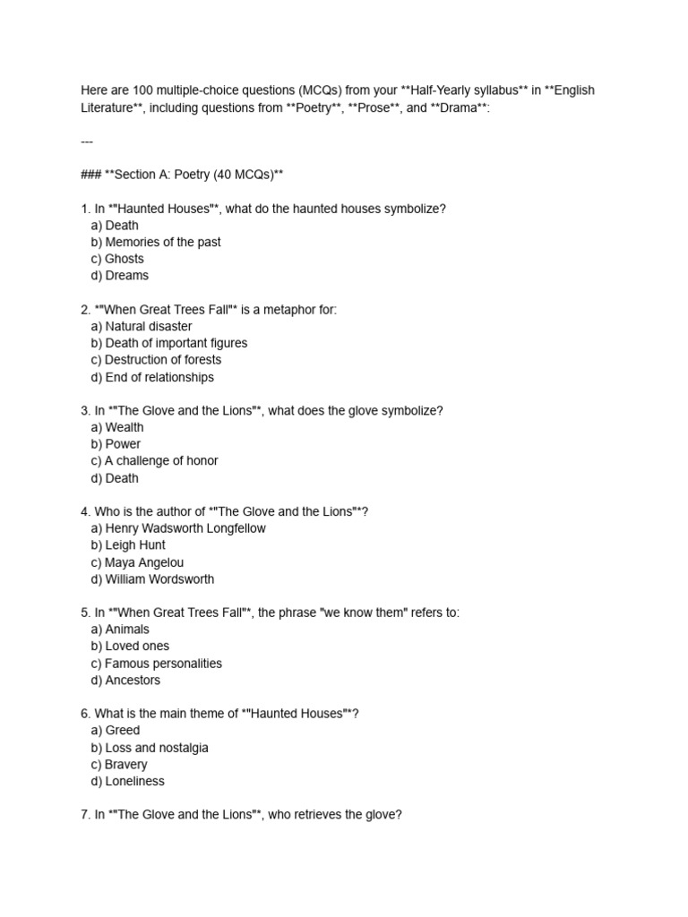 Here are 100 multiple-choice questions (MCQs) from your --Half-Yearly ... Here are 100 multiple-choice questions (MCQs) from your --Half-Yearly ...