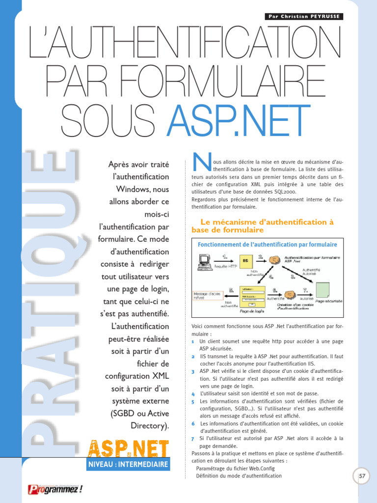 Authentification par formulaire ASP.NET | PDF | Cookie (informatique ...