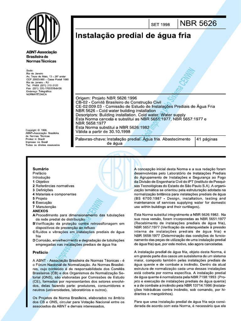 NBR 5626-98 | PDF
