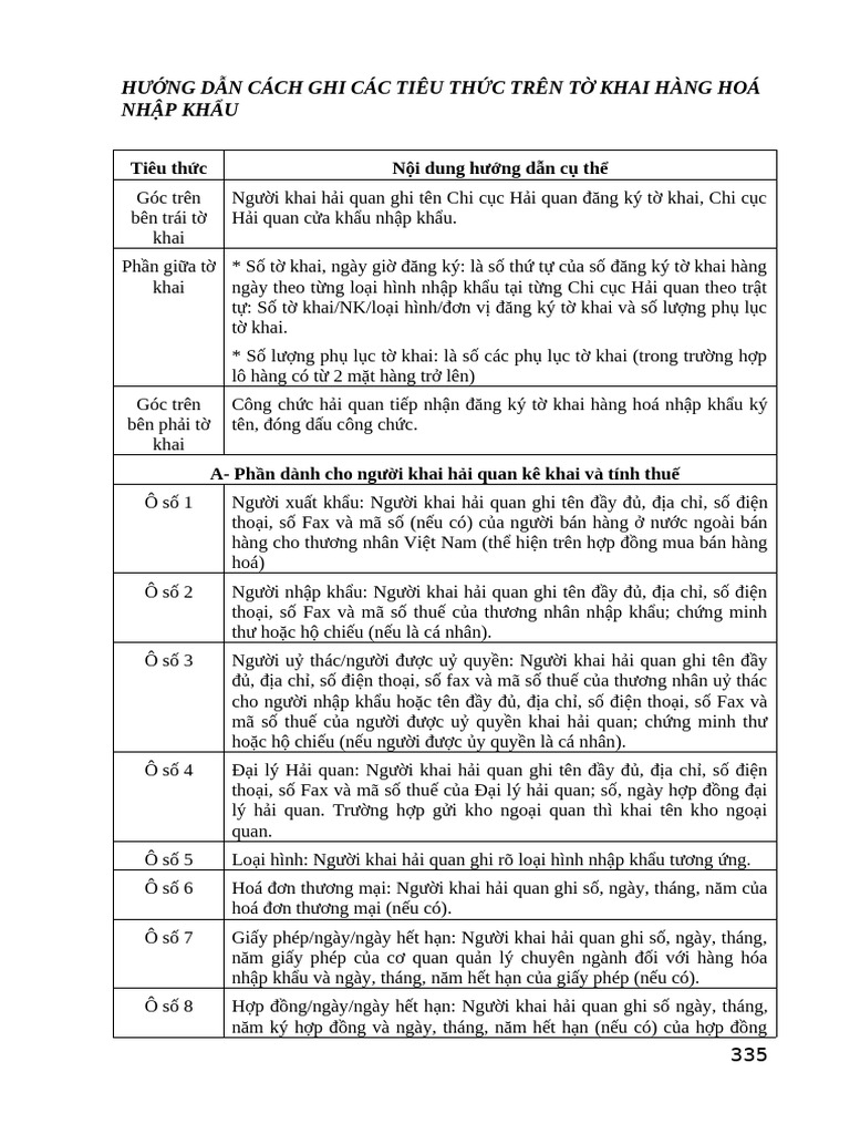 Huong Dan Ghi To Khai | PDF