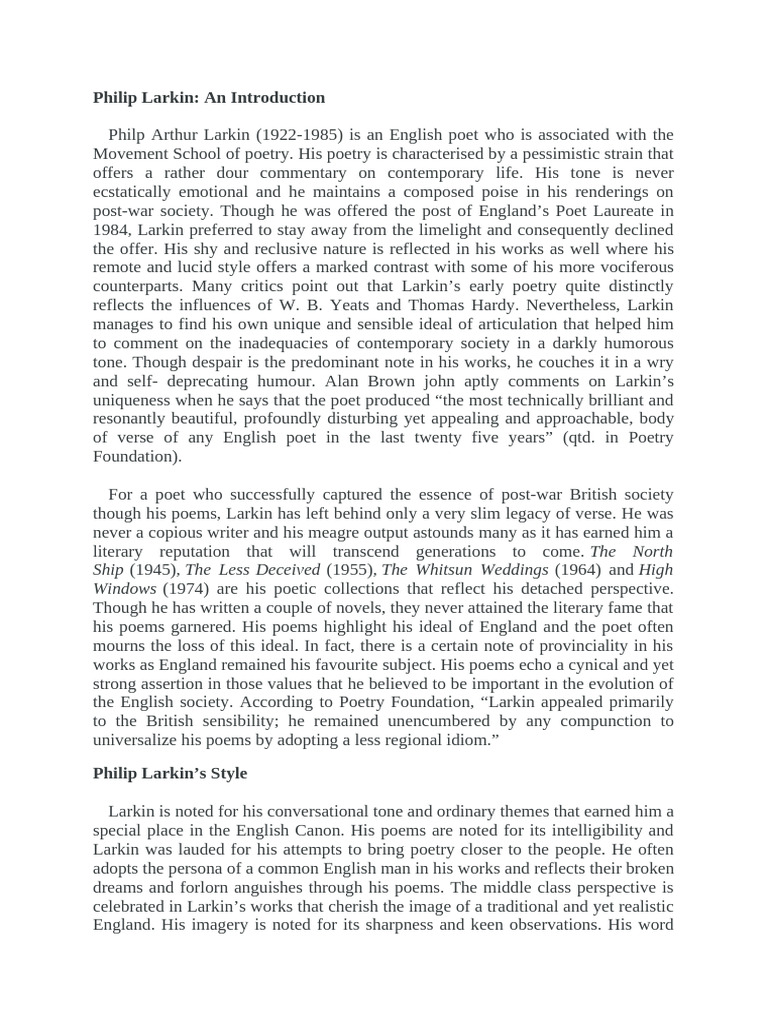 Larkin Poems Material | PDF | Metre (Poetry) | Poetry