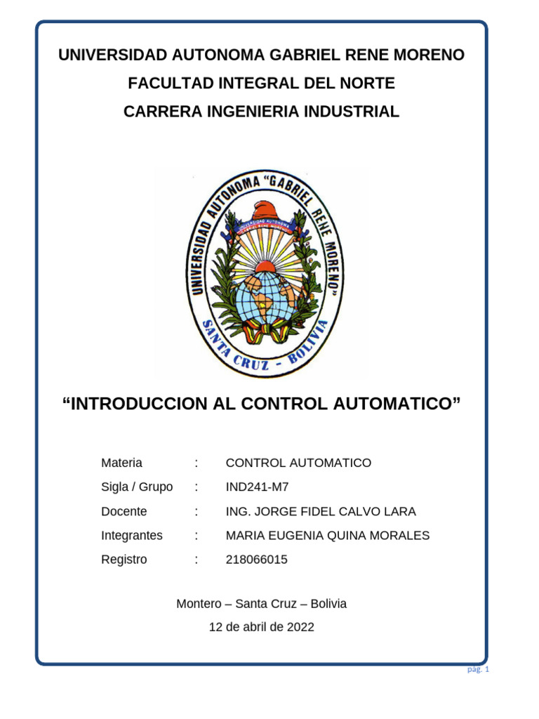 Introducción al Control Automático | PDF | Sistema de control ...