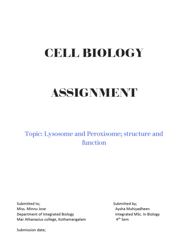 Lysosome And Peroxisome Structure And Function Pdf Lysosome Cell 8387