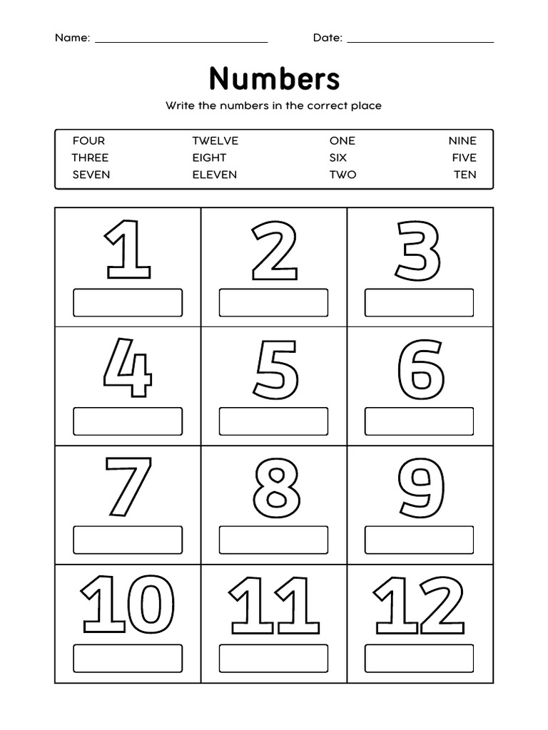 Numbers Vocabulary Worksheet | PDF