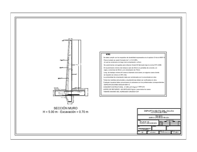 Diseño Muro de Contención Timbío | PDF | Ingeniería estructural ...
