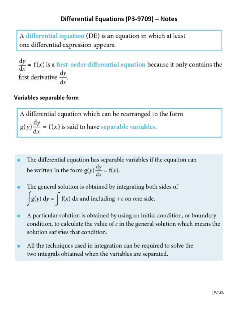 Differential Equations - Note | PDF