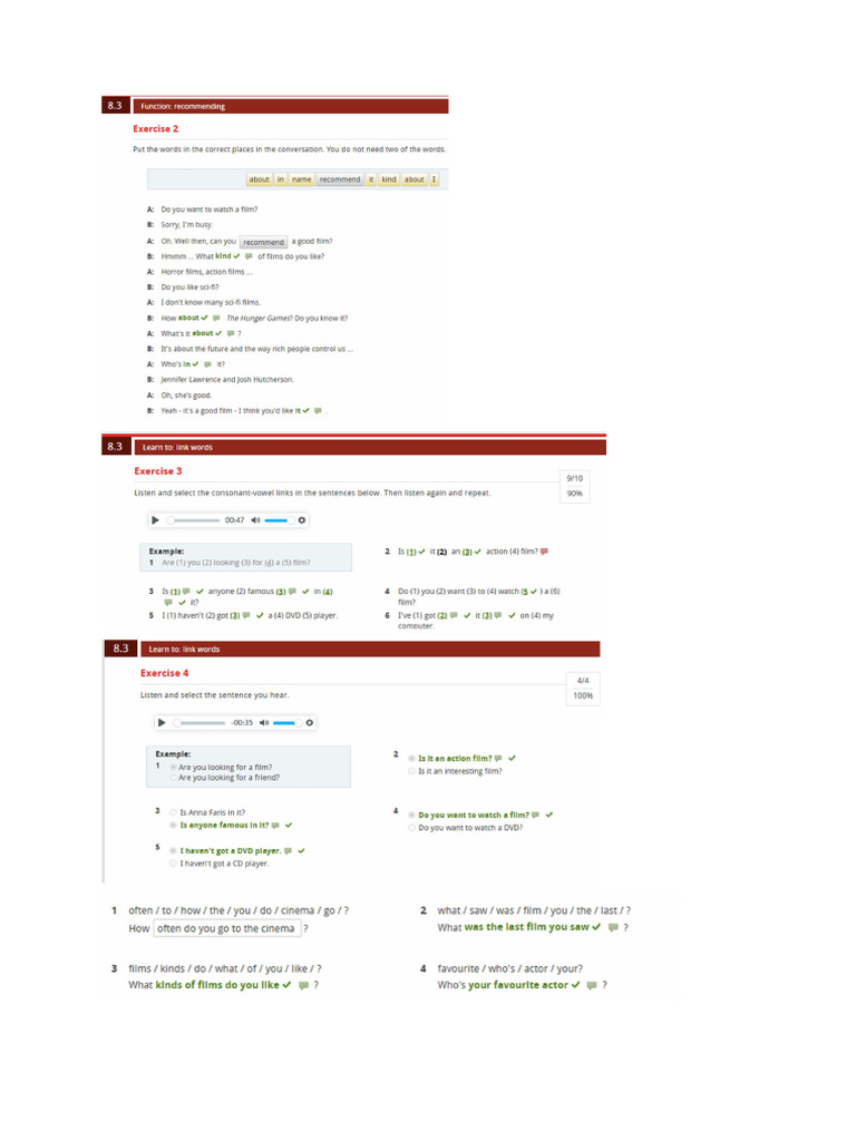 Speakout Elementary Workbook Key UNIT8 Part 6 From 7 | PDF