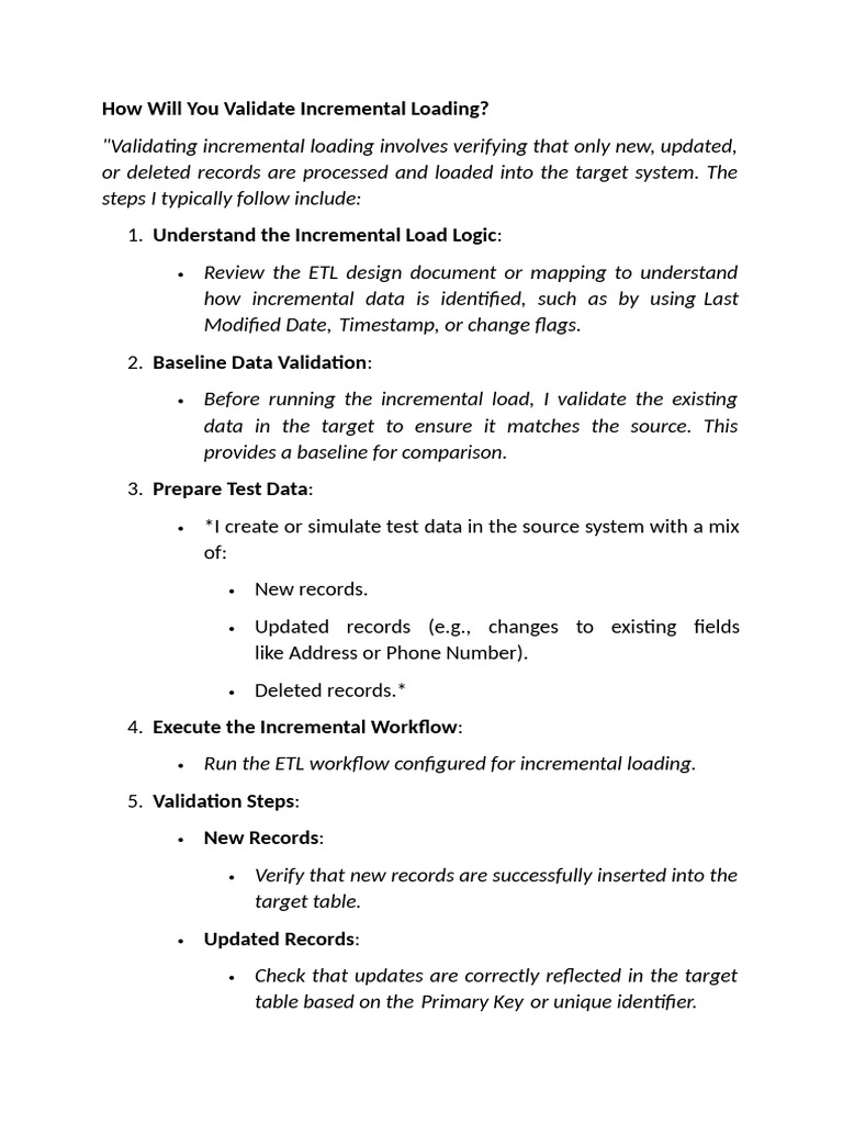 How Will You Test Incremental Loading | PDF | Information Science ...