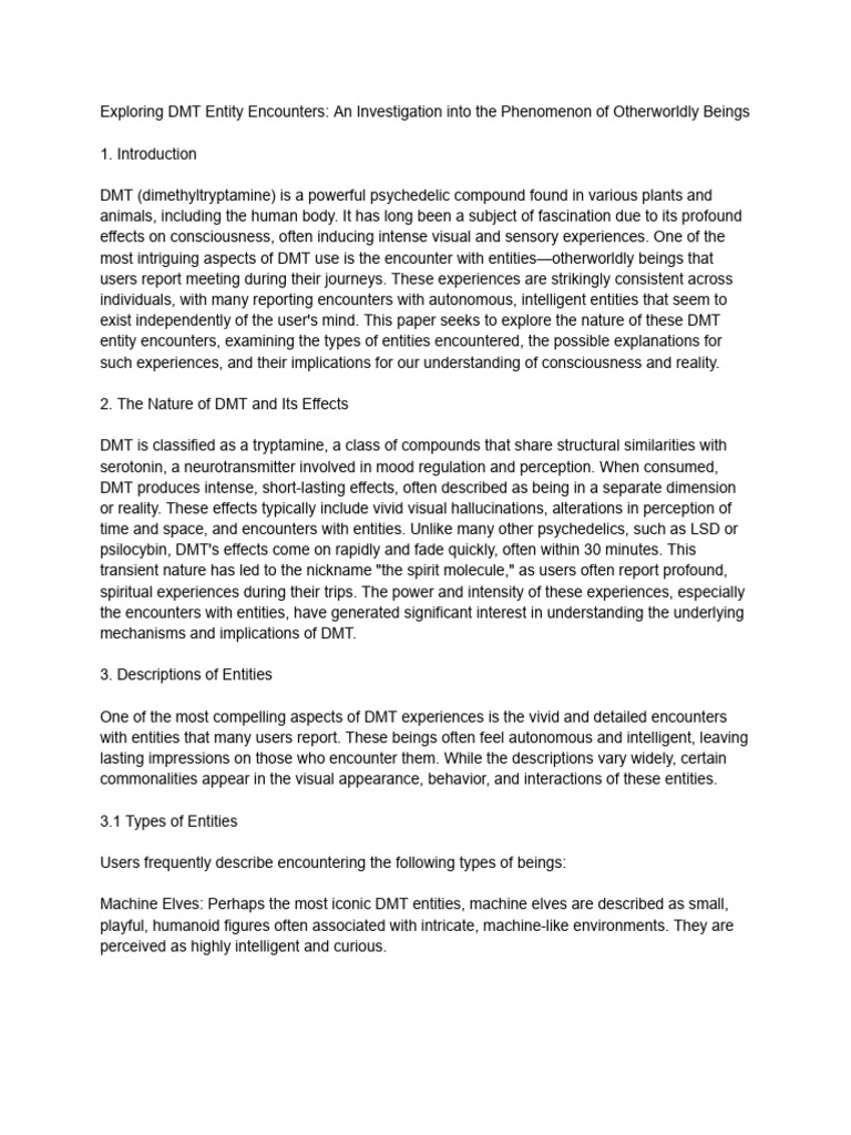 Exploring DMT Entity Encounters | PDF | Experience | Psychedelic Drugs