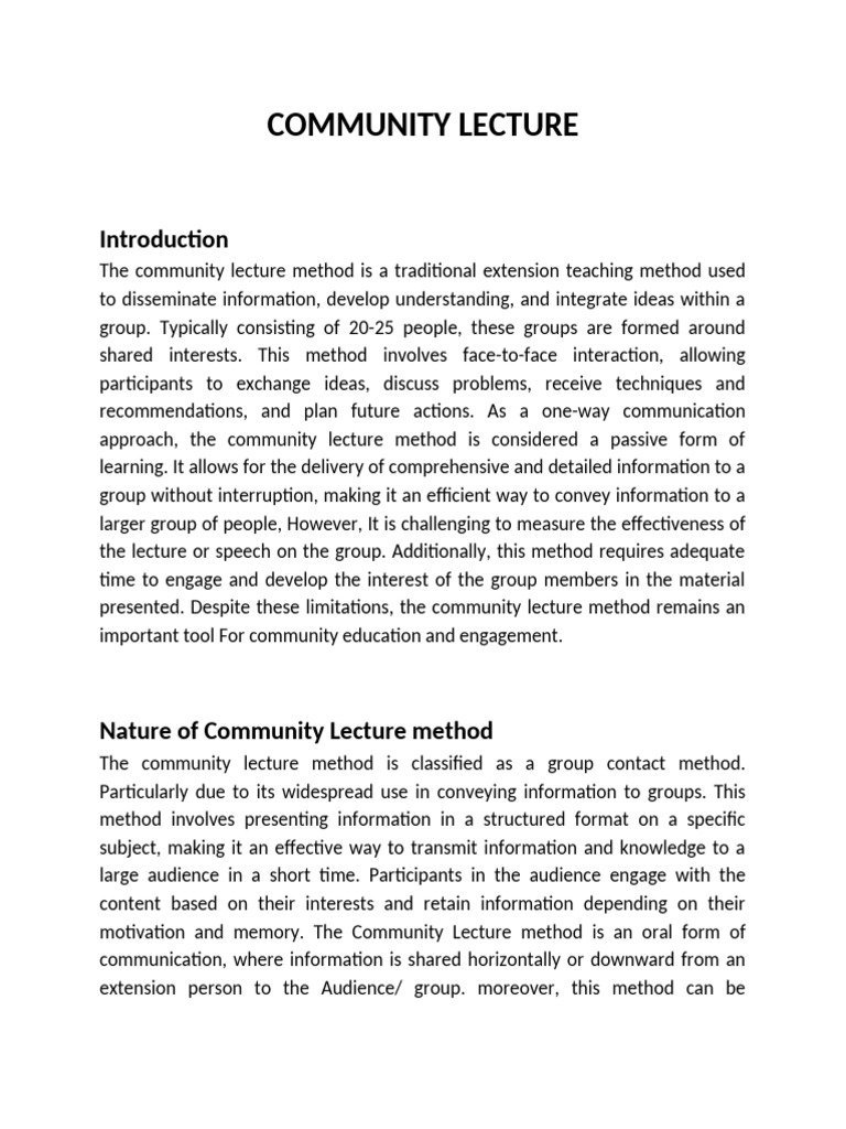 Community Lecture | PDF | Lecture | Information Community Lecture | PDF | Lecture | Information