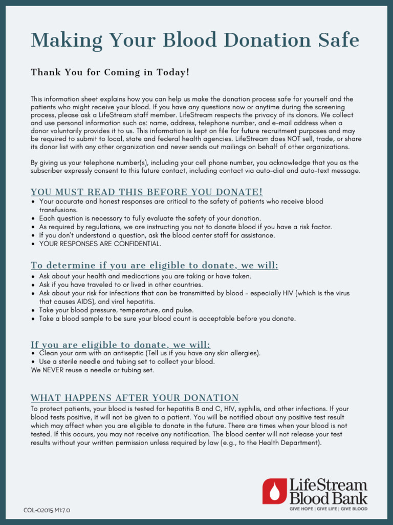 Making Blood Donation Safe | PDF | Blood Donation | Epidemiology