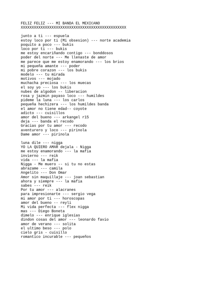 Lista Canciones Vainilla | PDF