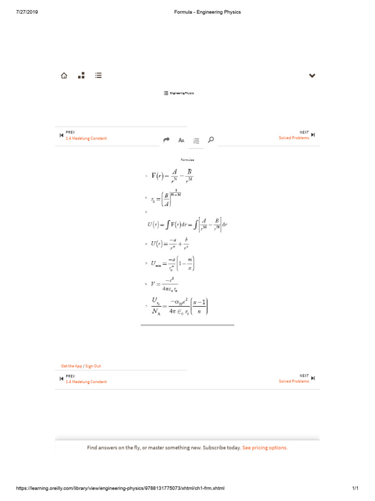 Formula - Engineering Physics | PDF