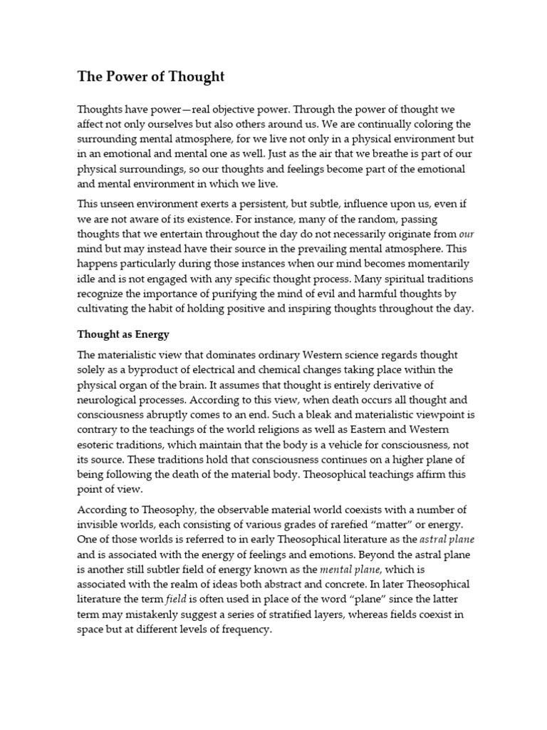Power of Thought | PDF | Thought | Mind