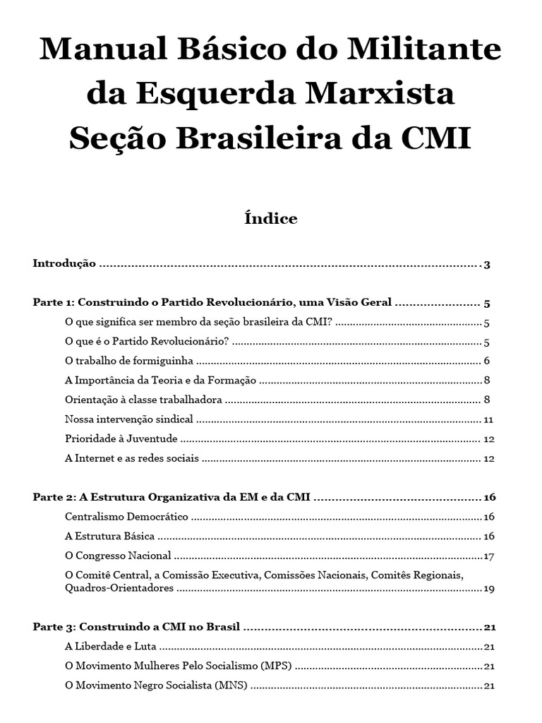 Manual Básico Do Militante Da EM-CMI | PDF | Sindicato | Marxismo