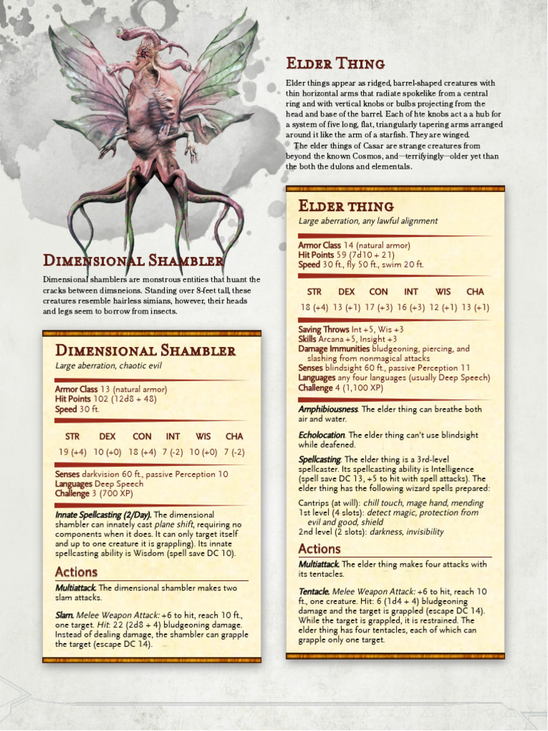 Dimensional Shambler & Elder Thing Guide | PDF | Dungeons & Dragons ...