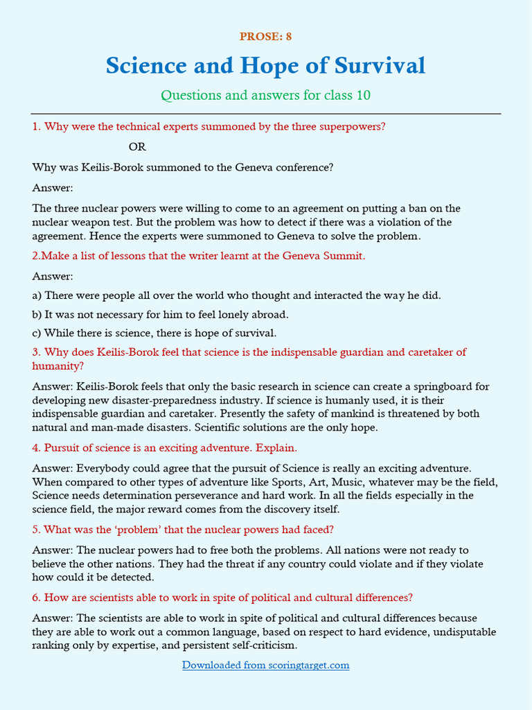 Science and Hope of Survival Questions and Answers | PDF | Seismology ...