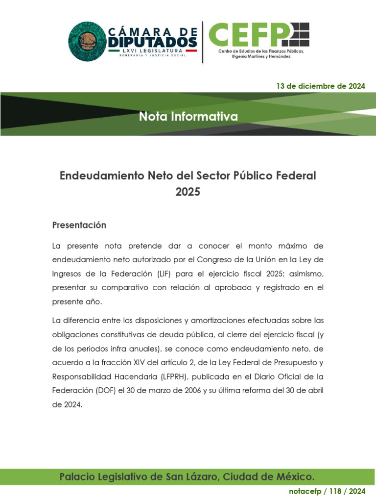 Notacefp 1182024 | PDF | Deuda | México