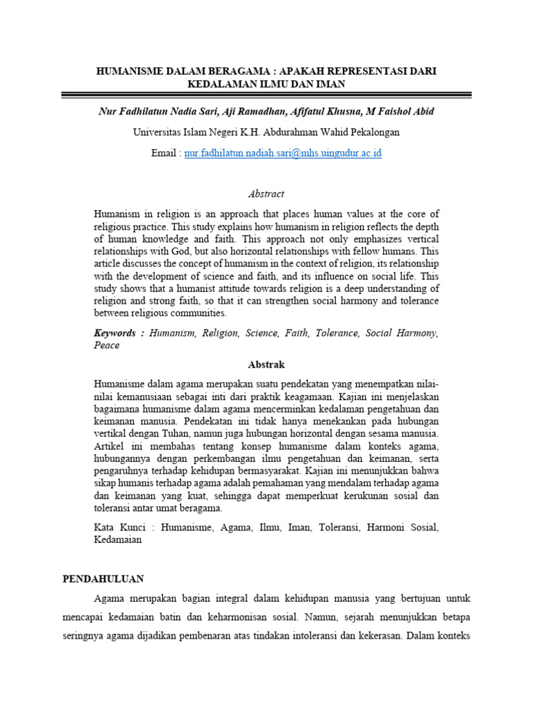 Humanisme dalam Agama: Ilmu & Iman | PDF