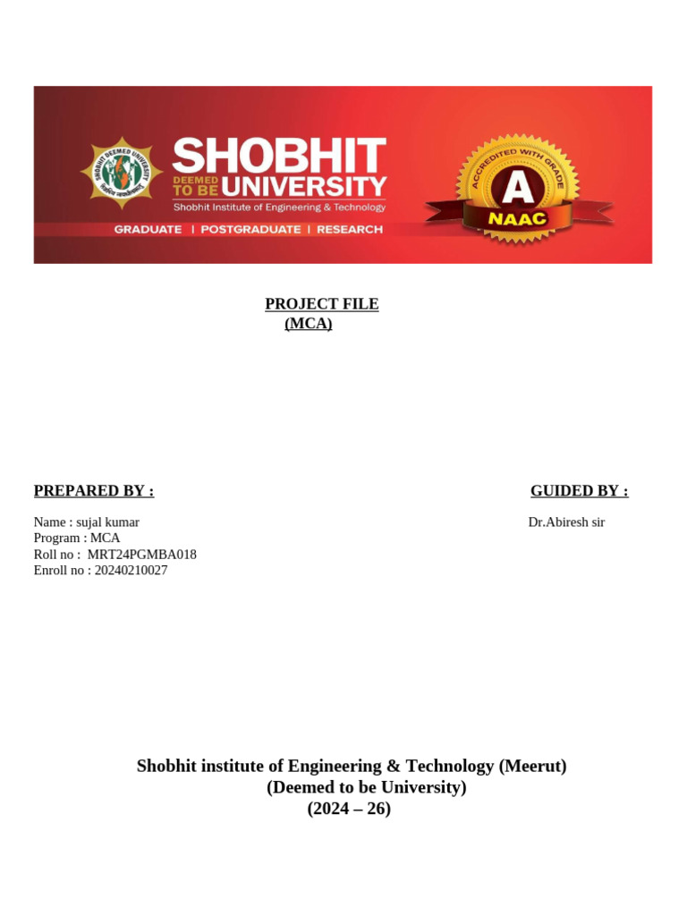 MCA Project Document by Sujal Kumar | PDF