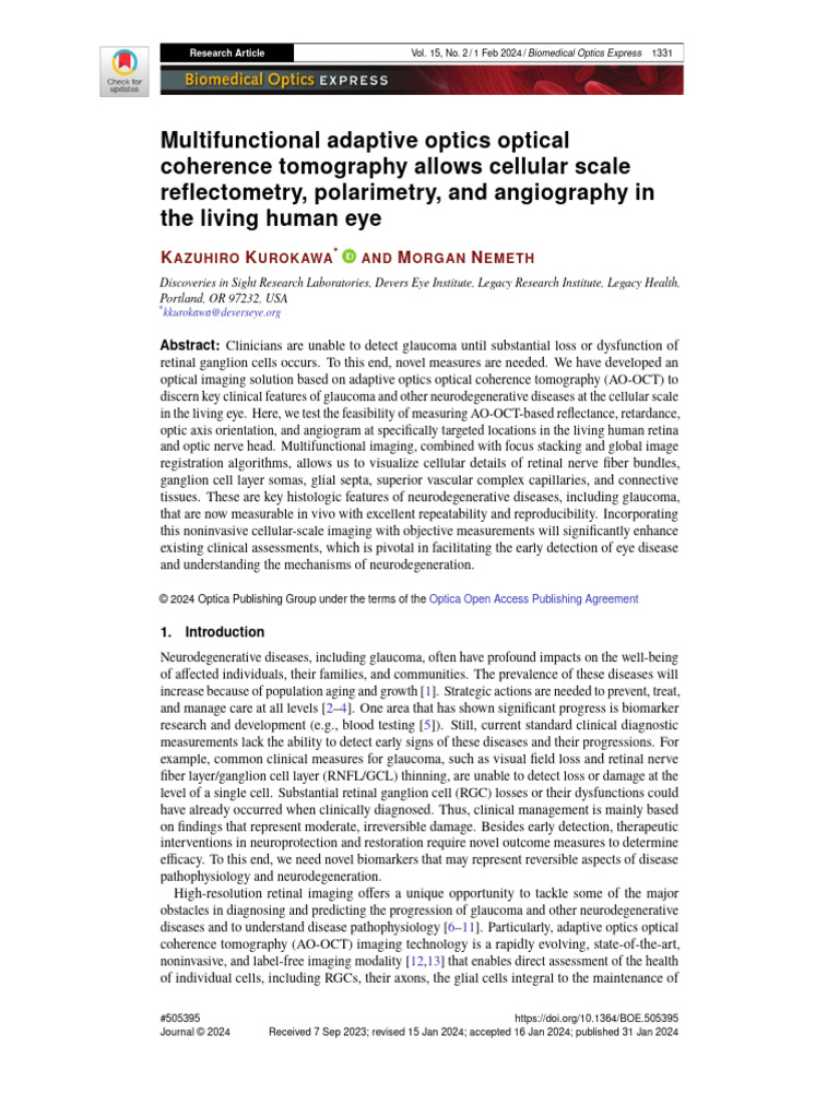 Multiple Adaptive Optics Imaging System For Eye Imaging | PDF | Retina ...