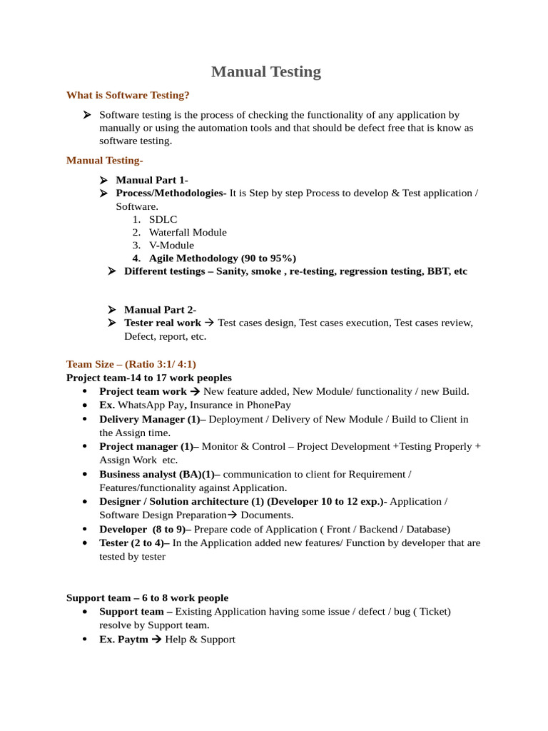 Manual Testing Process and Methodologies | PDF | Software Testing ...