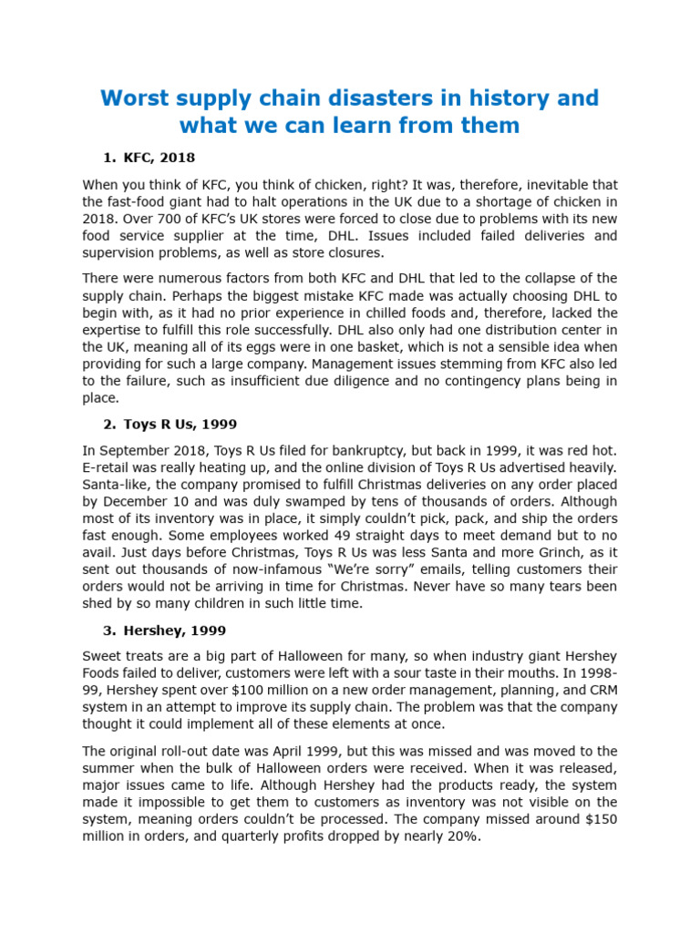 Historic Supply Chain Disasters | PDF | Apple Inc. | Inventory
