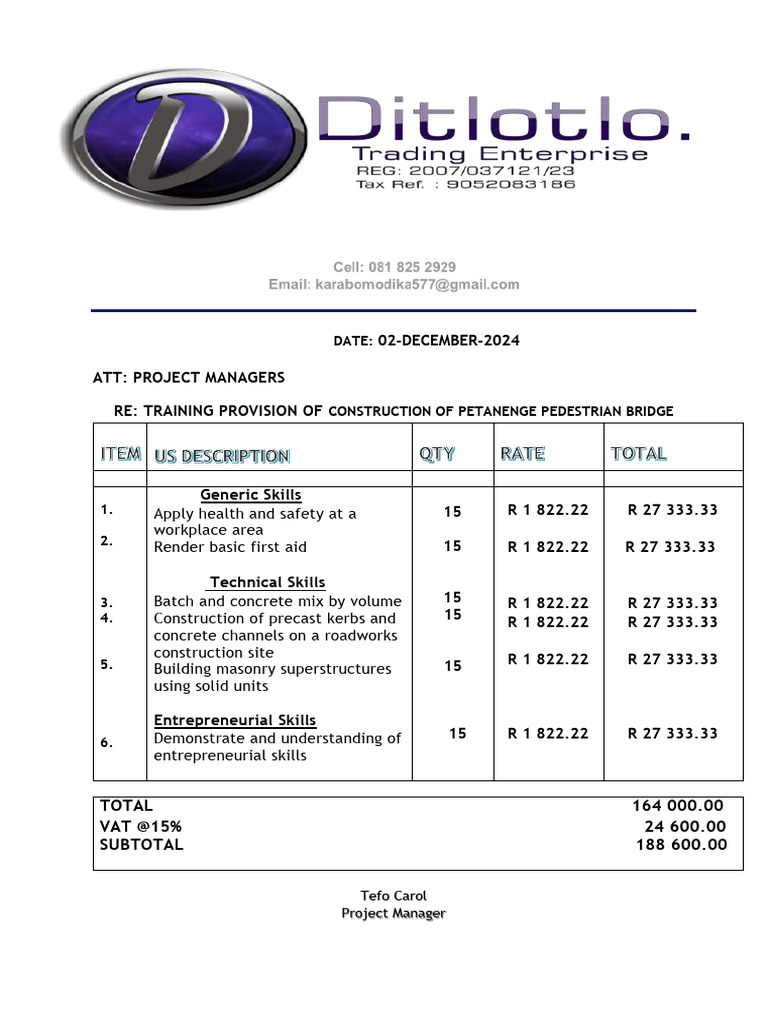 DITLOTLO TRAINING QUOTATION TZN | PDF