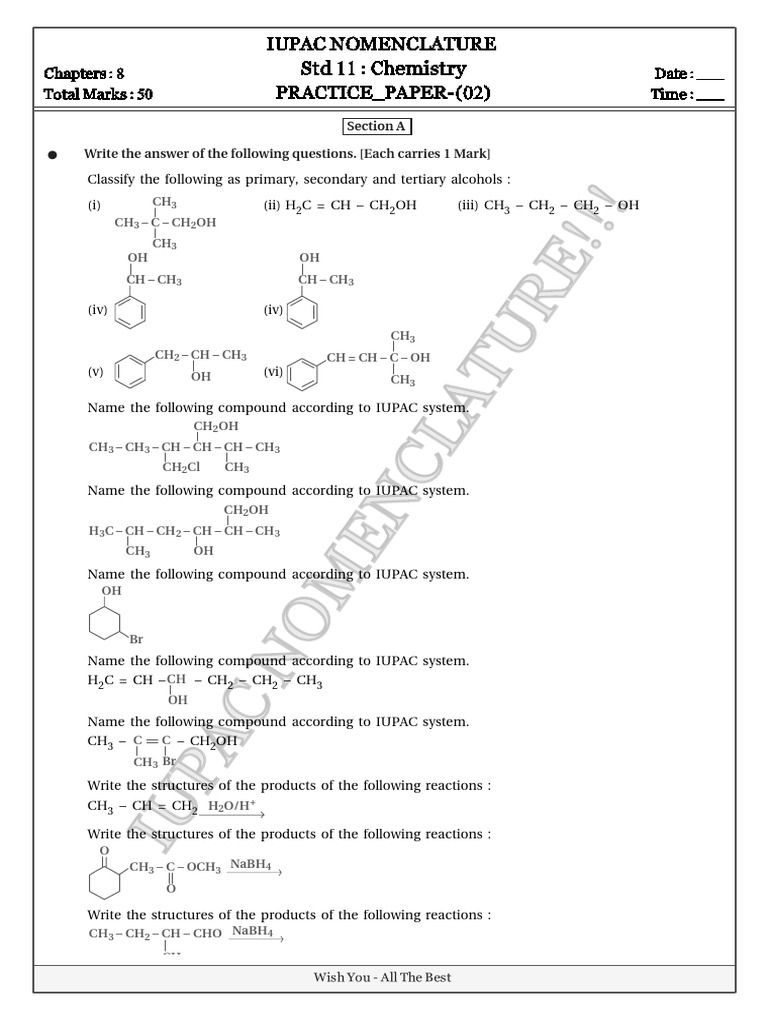 Chemistry Practice: IUPAC Nomenclature | PDF | Ether | Organic Chemistry