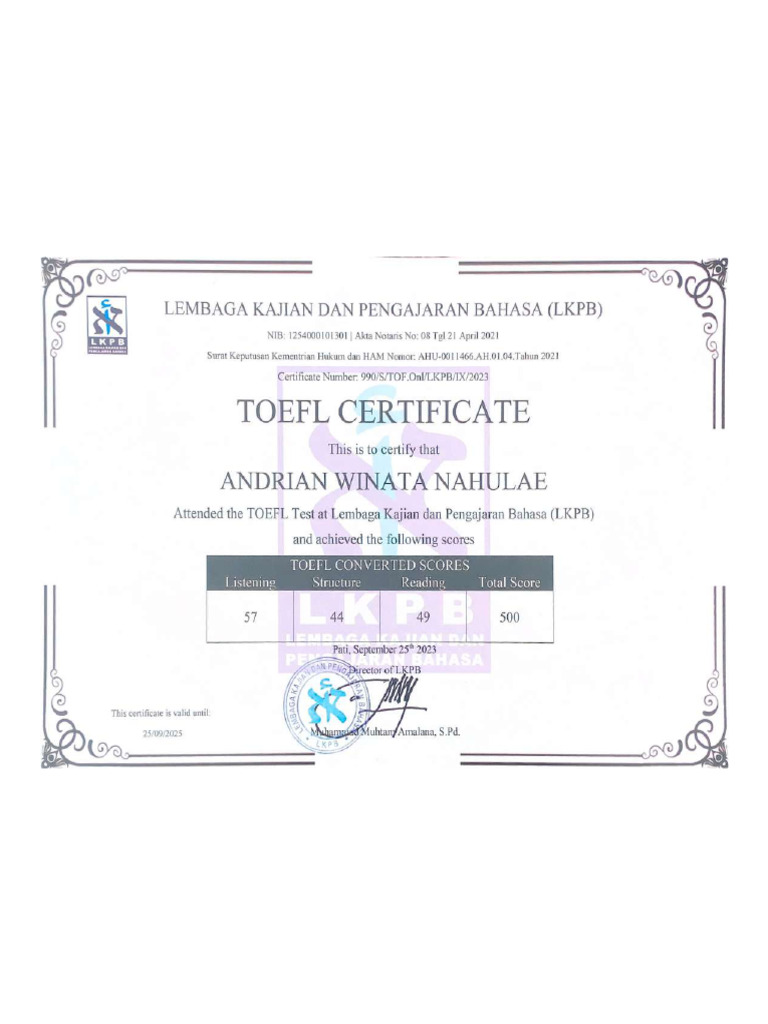 12. TOEFL Certificate_compressed | PDF