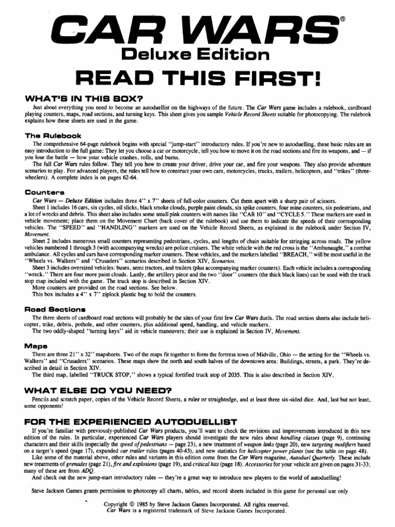 Car Wars - Record Sheets | PDF