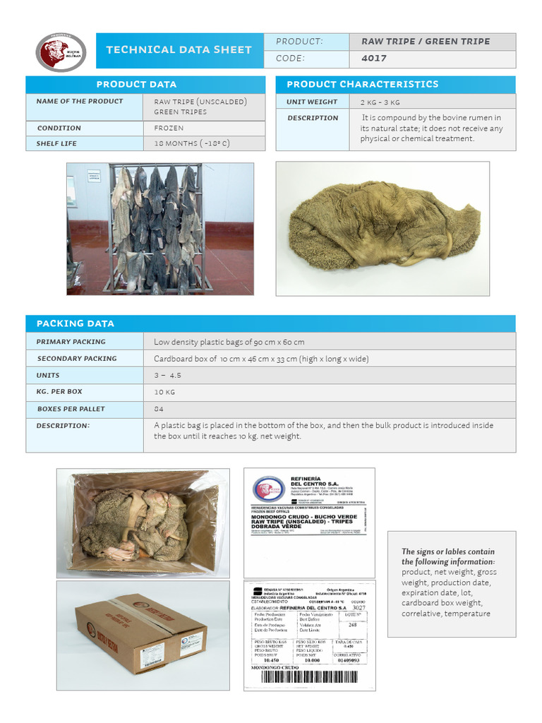 Frozen Beef Green Tripe | PDF