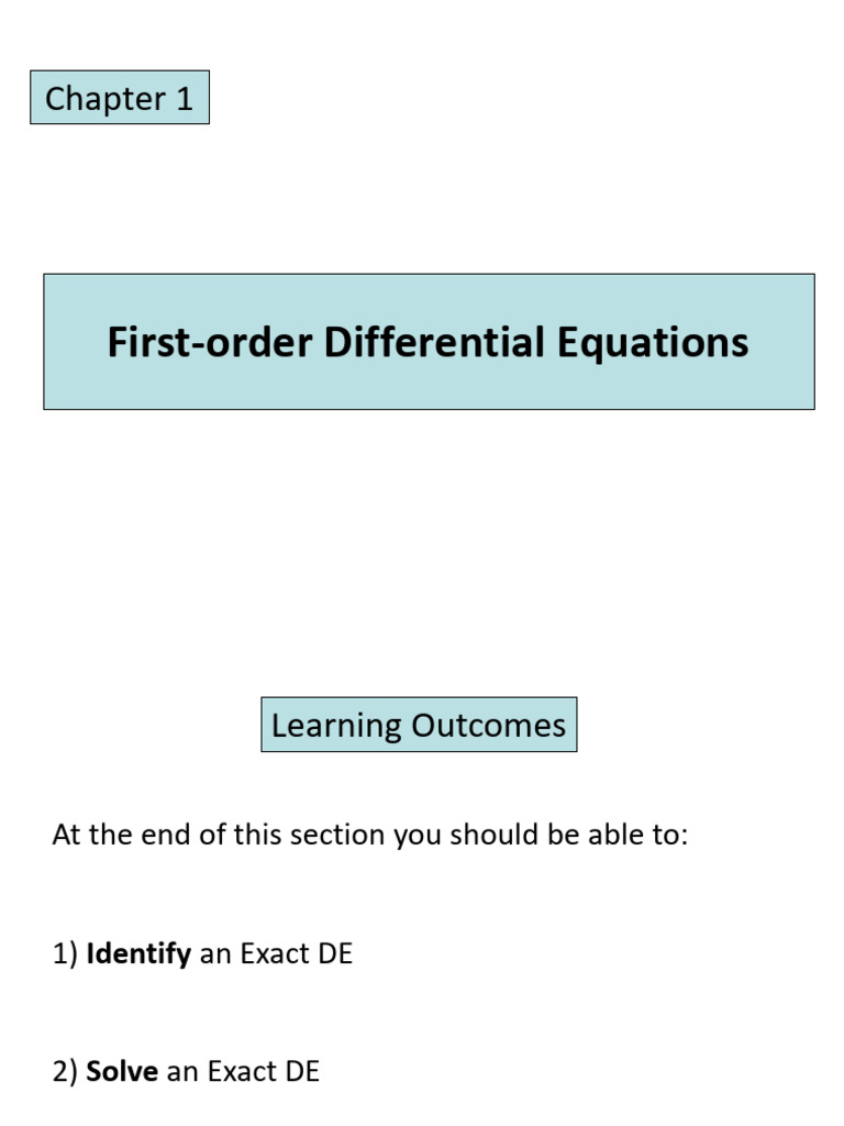 1-Chapter 04-First Order (Exact Non-Exact Equation) | PDF | Function ...