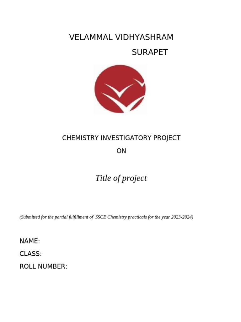 CHEM Project Front Pages-2-1 | PDF