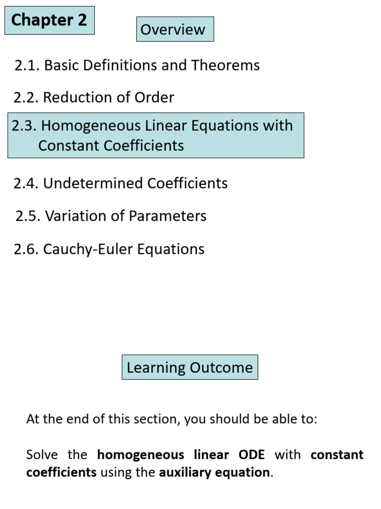 2-Chapter 03-Second Order ODE (Linear With Constant Coefficients) | PDF ...