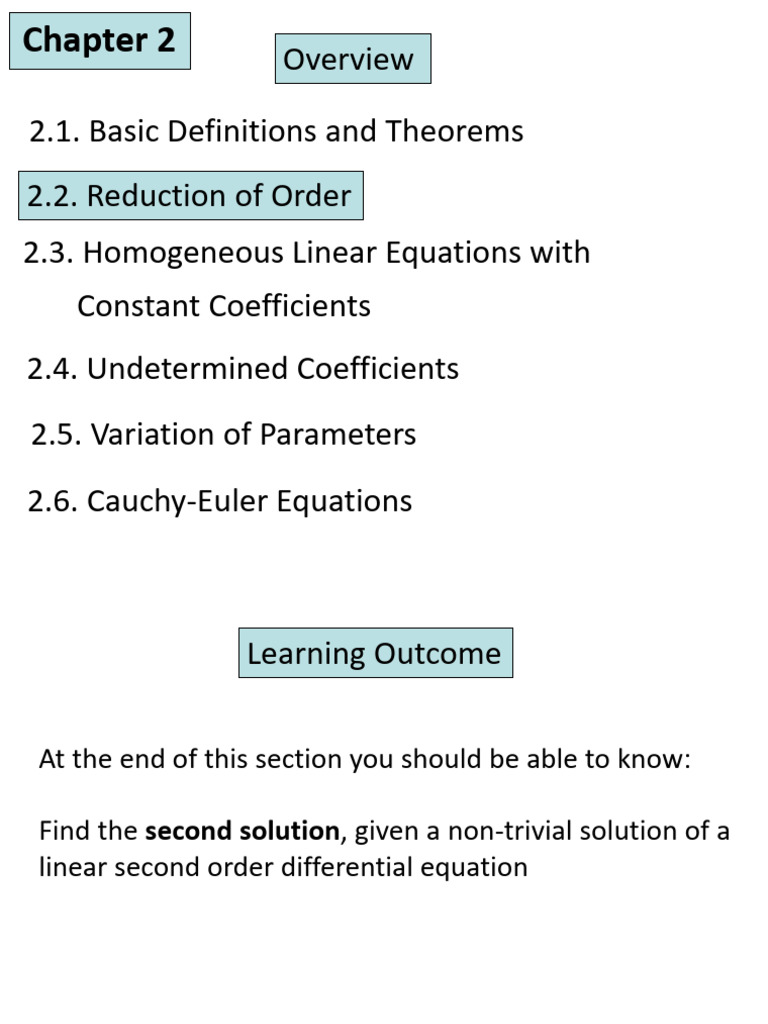 2-Chapter 02-Second Order ODE (Reduction of Order) | PDF | Mathematical Concepts | Algebra