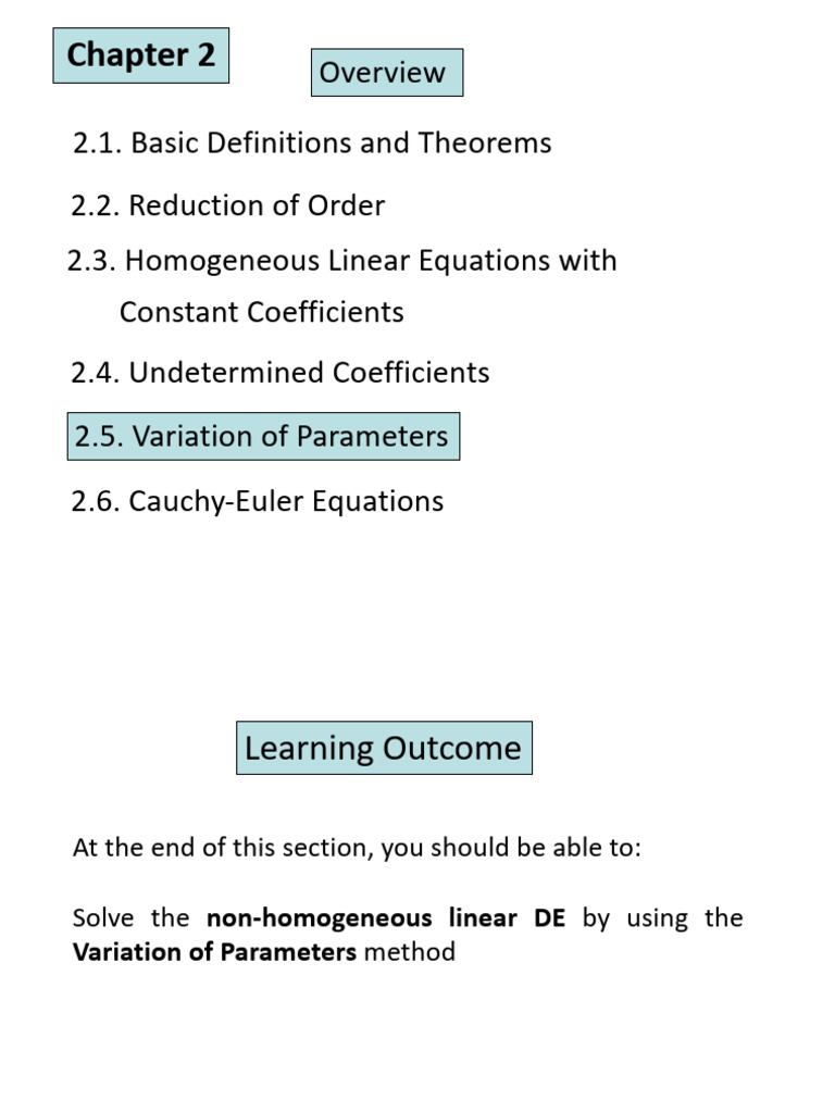 2-Chapter 05-Second Order ODE (Variation of Parameters) | PDF ...
