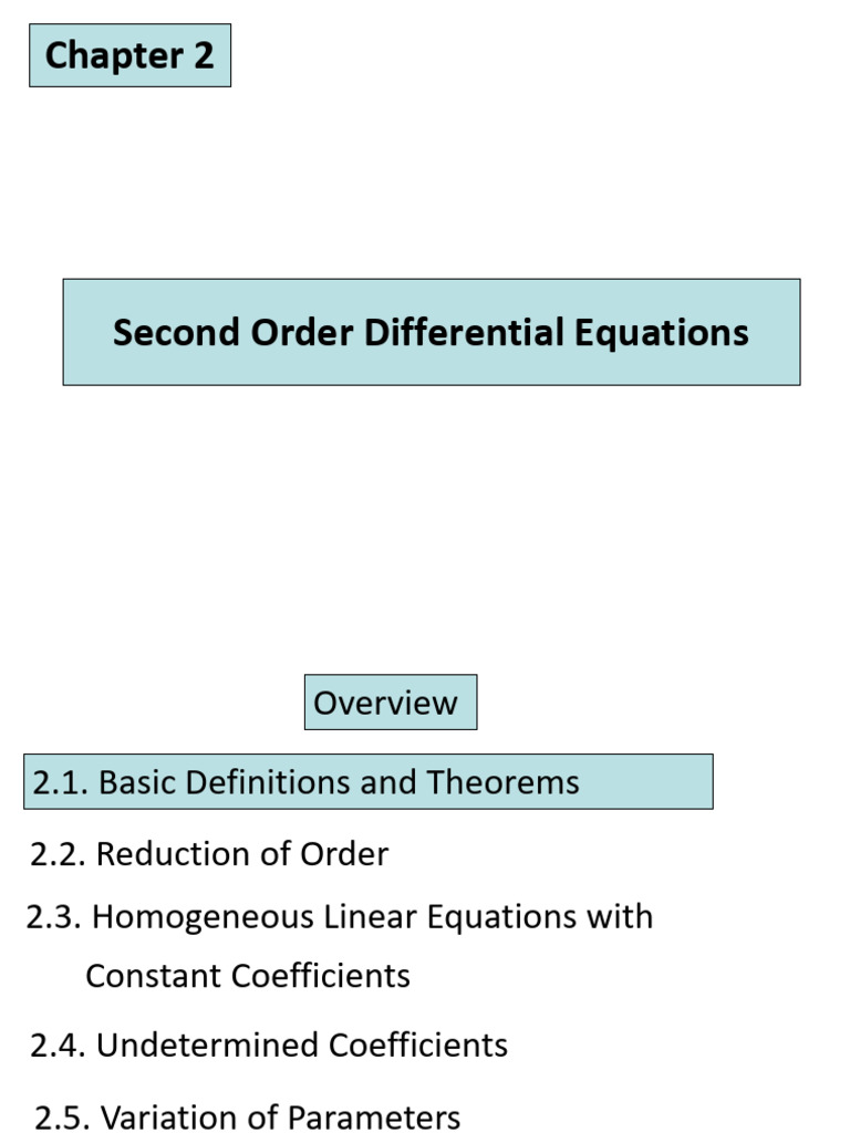2-Chapter 01-Second Order ODE (Basic Definitions and Theorems) | PDF ...