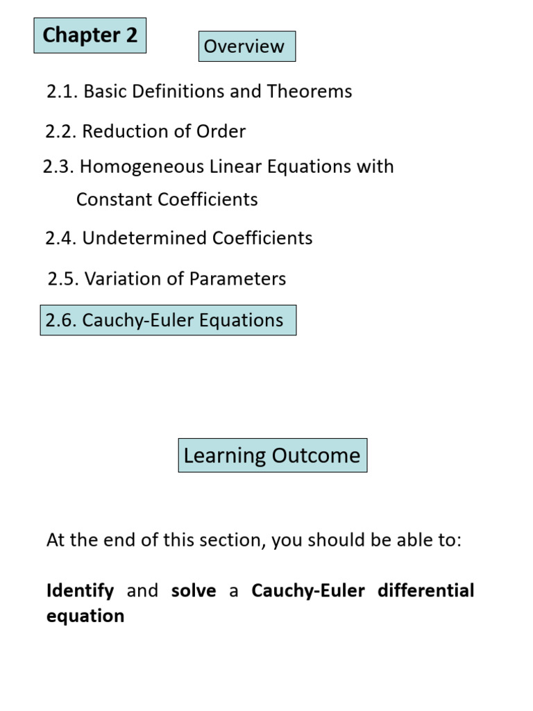 2-Chapter 06-Second Order ODE (Cauchy Euler Equations) | PDF | Applied Mathematics | Algebra