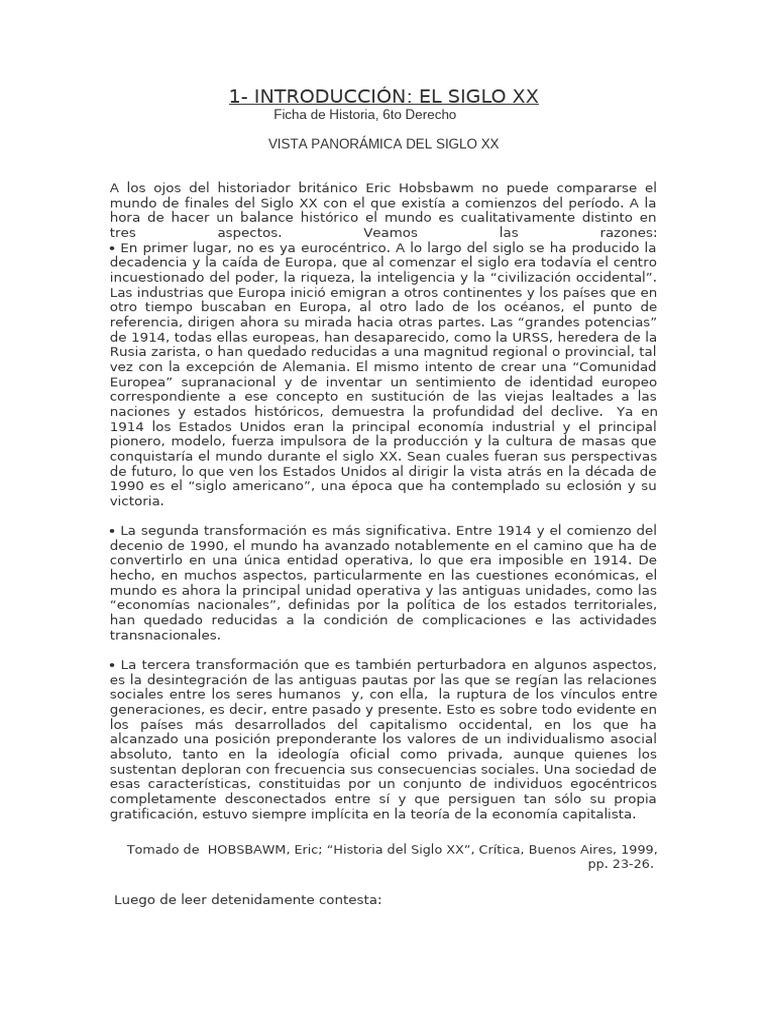 1. INTRODUCCION AL SIGLO XX | PDF | Europa | Capitalismo