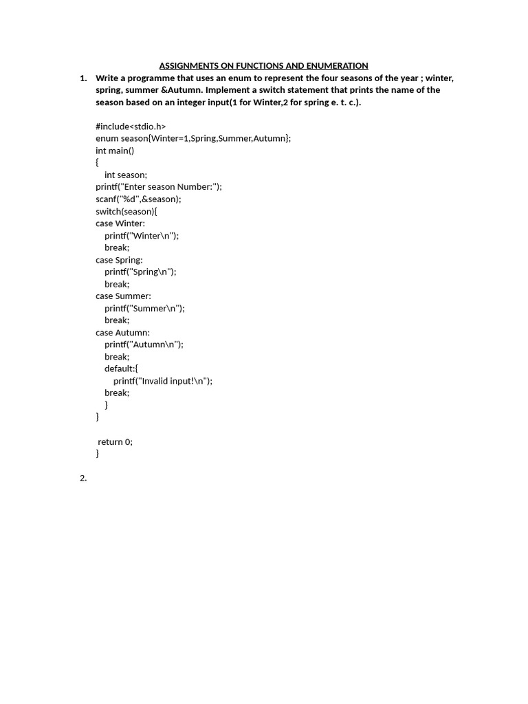Assignments On Functions and Enumeration | PDF