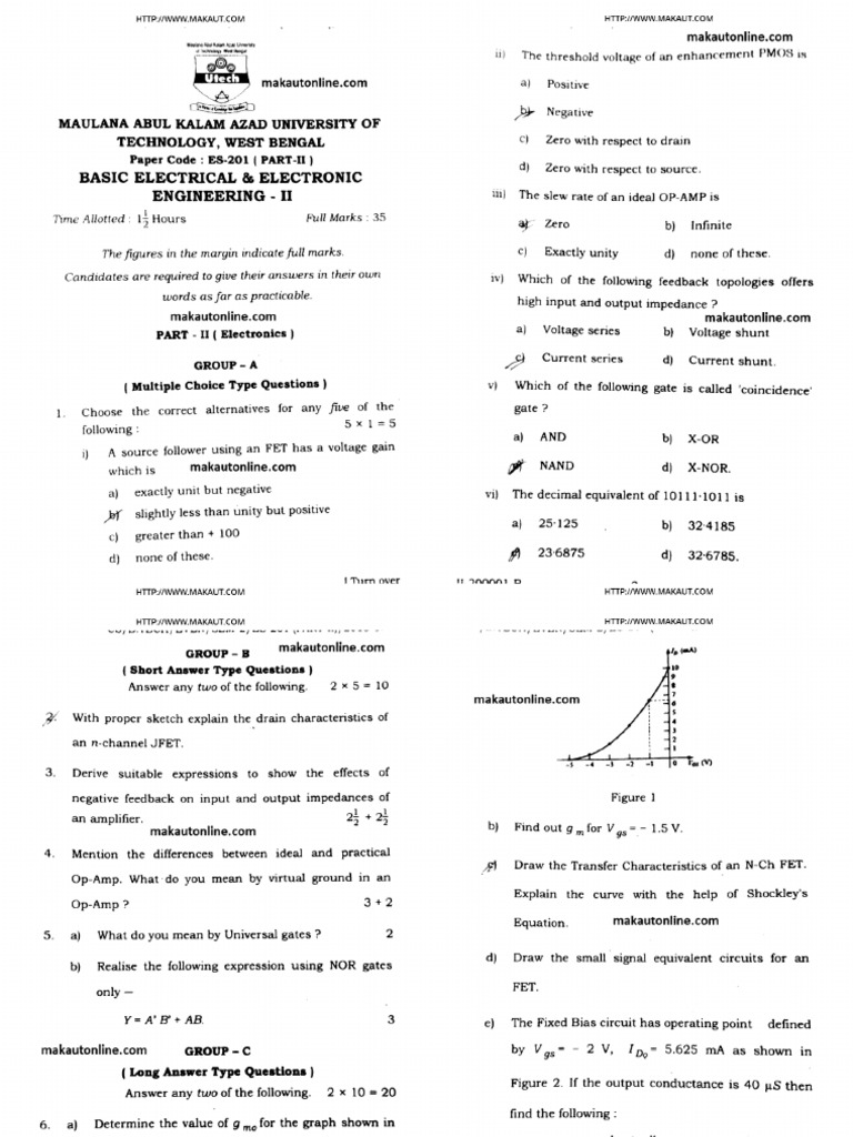 Btech Es 201 Part 2 Basic Electrical and Electronic Engineering 2 2017 | PDF