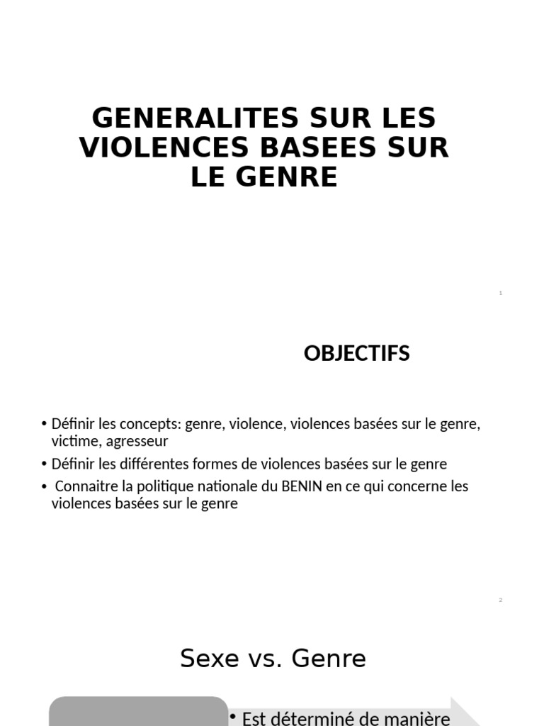 Generalités vbg-1 | PDF | Violence contre les femmes | Sexe