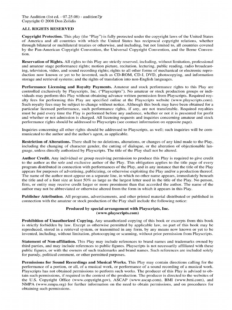 Carrie Monologue from The Audition | PDF