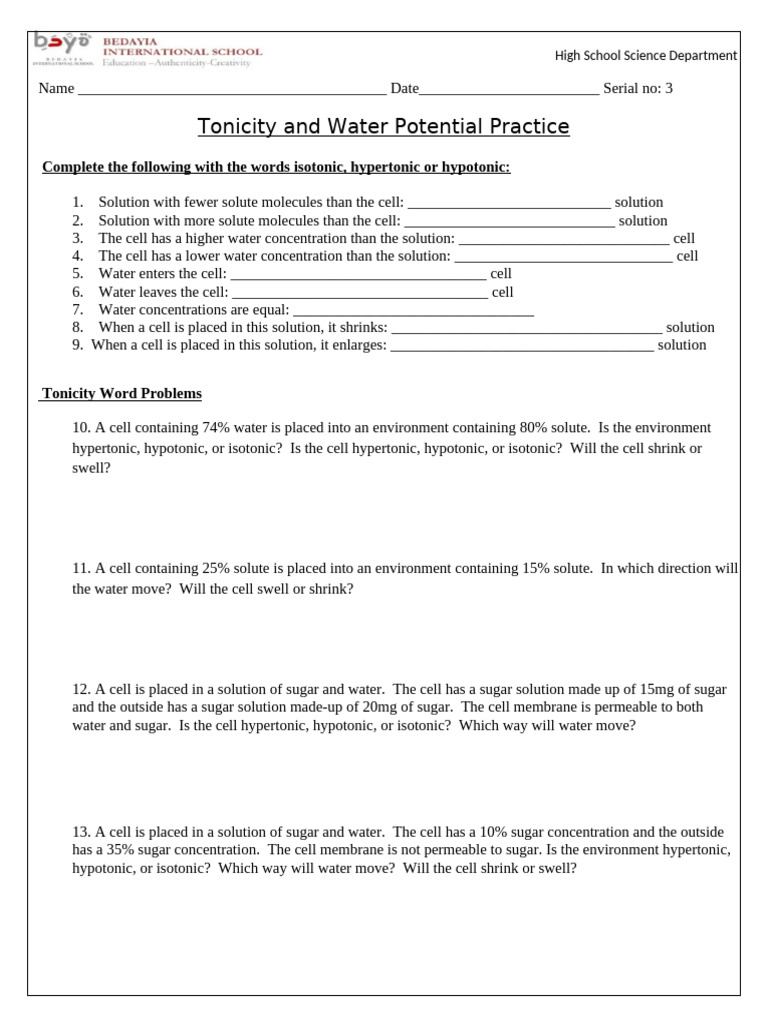 Osmosis Practice Problems | PDF