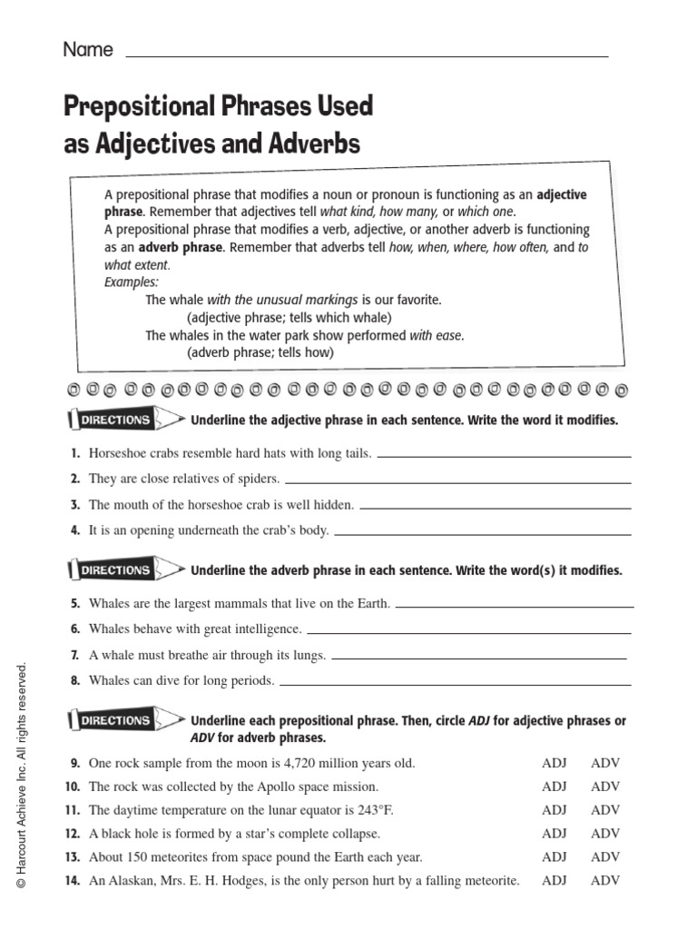 Prepositional Phrases Used as Adjectives and Adverbs-1 | PDF | Adverb ...